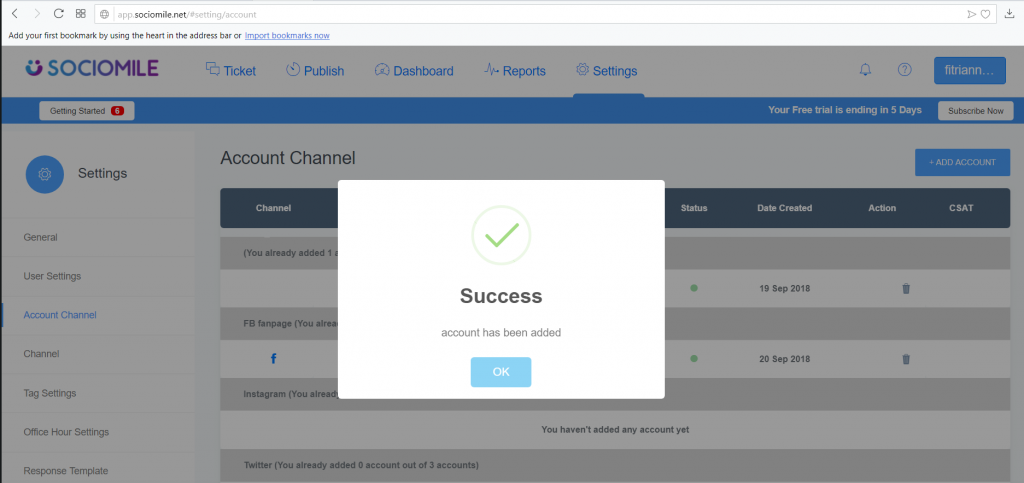 Menambahkan Channel Facebook Page – Sociomile Support